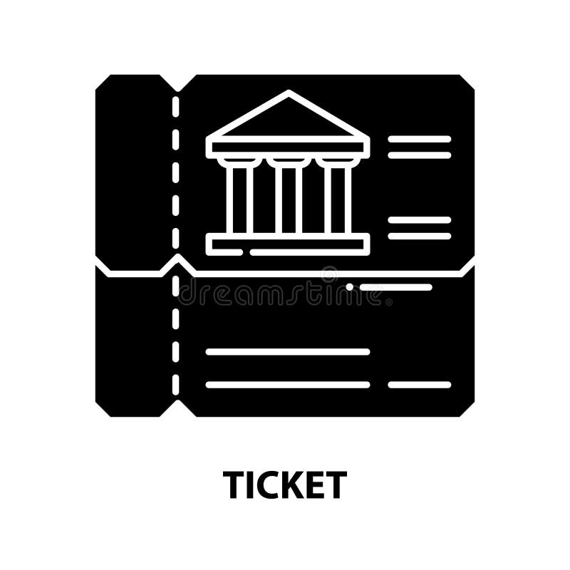 Ticket Sign Icon, Black Vector Sign with Editable Strokes, Concept ...
