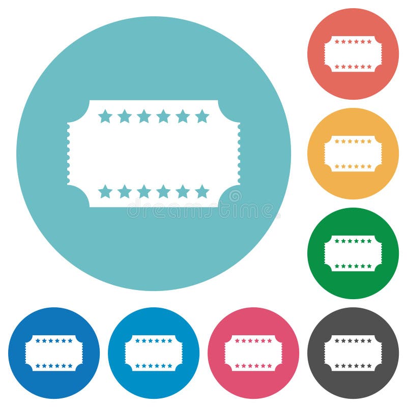 Ticket with Stars Flat Round Icons Stock Vector - Illustration of ...