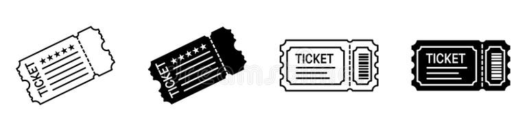 Ticket Stub Icons Versions Set in Black Flat and Line Style Stock ...