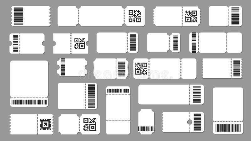 Ticket Template with Code. Barcode Label with Text, Stub Ticket with QR ...