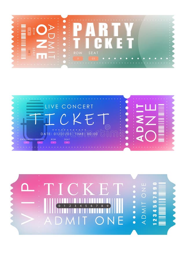 Ticket Template Set. Pass Card Design. Isolated. Vector Illustration ...