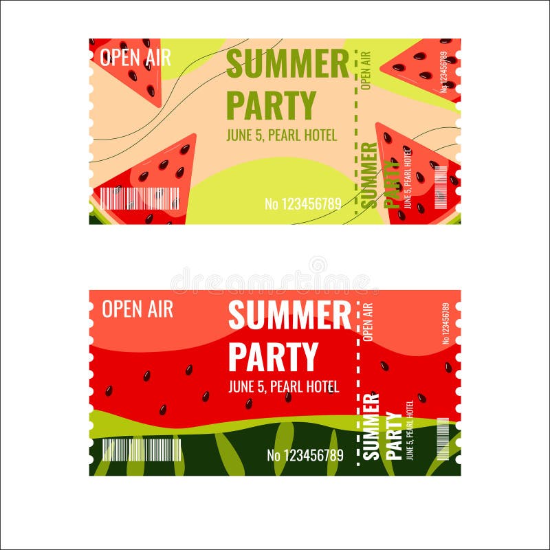A Ticket Template for a Summer Party. Stock Vector - Illustration of ...