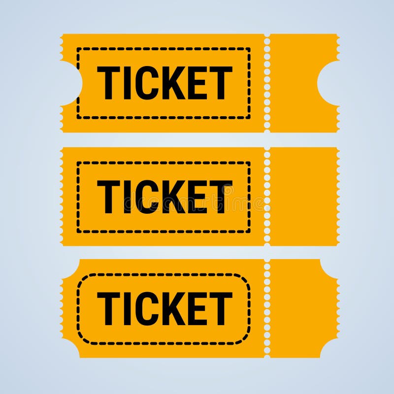 Ticket Design Template in Yellow Color Stock Vector - Illustration of ...