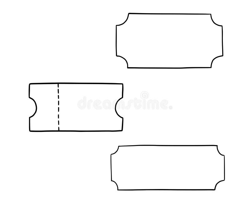 Ticket Templates Doodle Illustrations Set. Stock Vector - Illustration ...