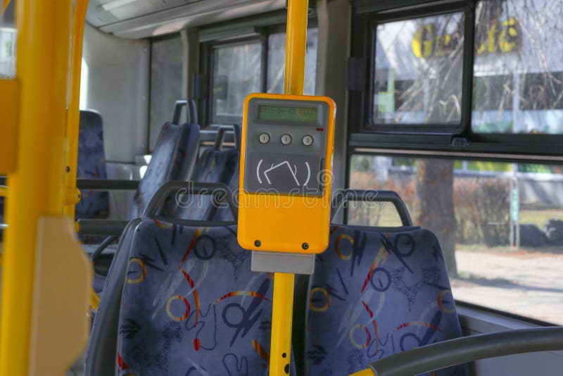 Ticket Validator, Card Reader in Public Bus. Editorial Image - Image of ...
