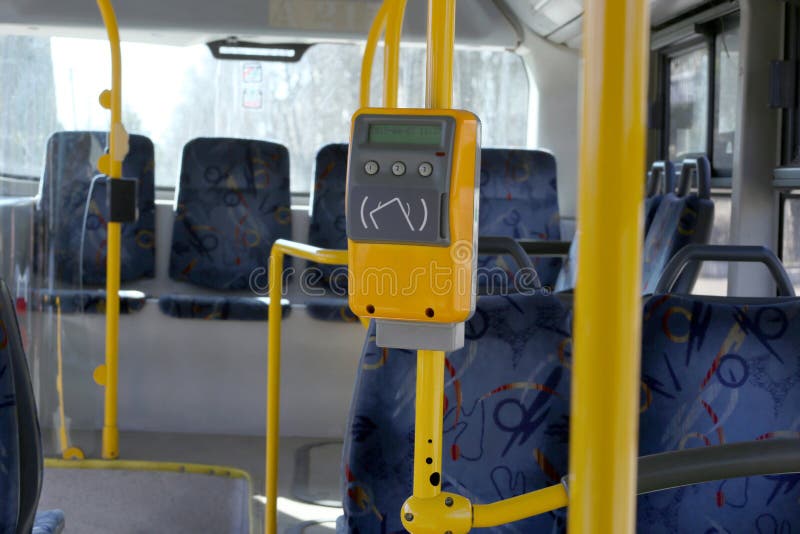 Ticket Validator, Card Reader in Public Bus. Stock Photo - Image of ...