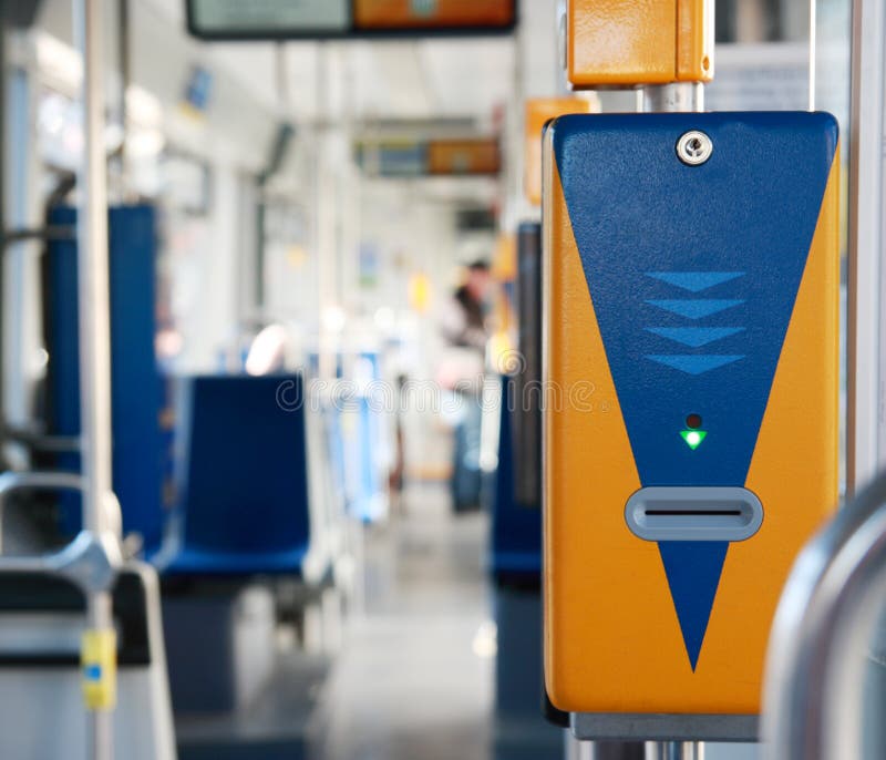 Ticket Validator In A Modern City Bus Stock Photo - Image of drive ...