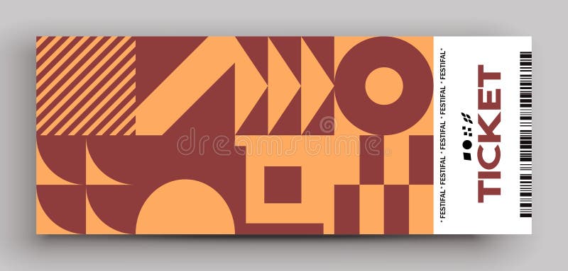 Ticket Vector Template Layout with Abstract Pattern Design Graphics ...