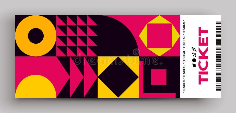 Ticket Vector Template Layout with Abstract Pattern Design Graphics ...