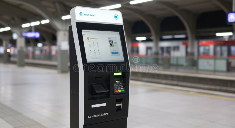 Ticket Vending Machine in a Train Station, Featuring a Touchscreen ...