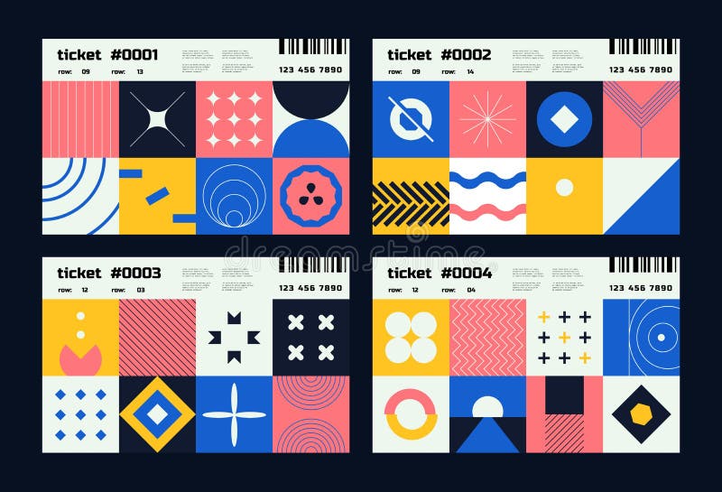 Tickets with Geometric Shapes. Abstract Modern Posters and Flyers with ...