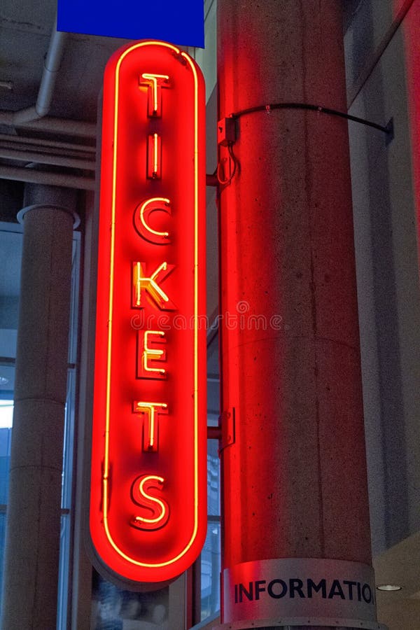 Tickets Neon Sign in the Night Stock Photo - Image of night, park: 55448272
