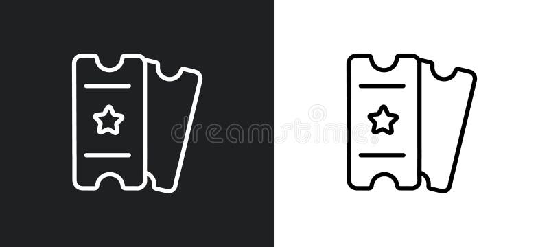 Tickets Outline Icon in White and Black Colors. Tickets Flat Vector ...