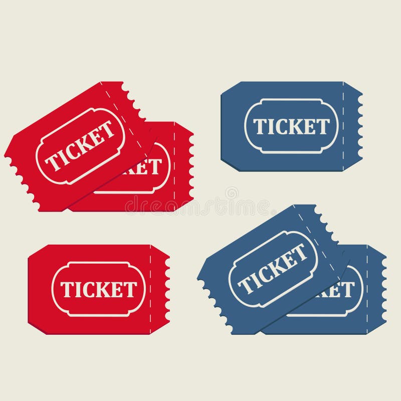 Tickets in red and blue stock vector. Illustration of coupon - 96347857