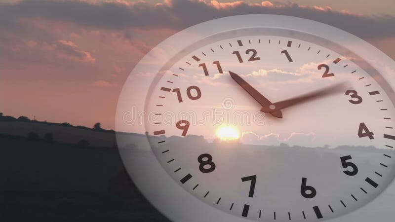 Ticking clock over sunset stock video. Video of beautiful - 47639565