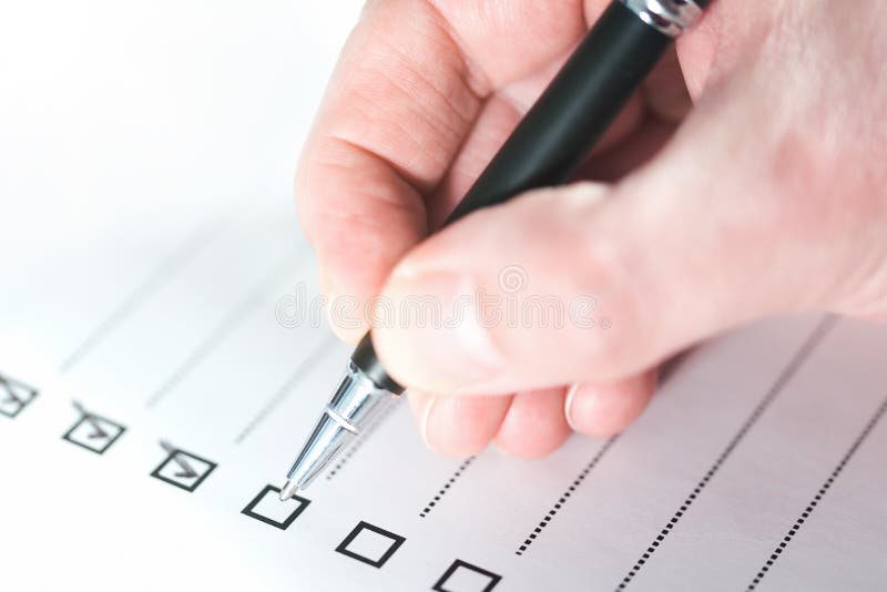 Ticking Off Checklist with Ballpoint Pen Stock Photo - Image of list ...