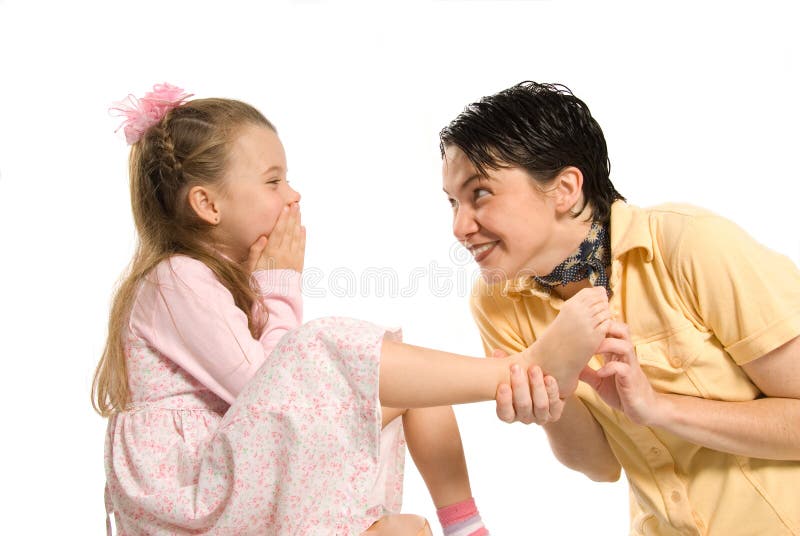 Children Tickling Feet with Feather Stock Image - Image of children ...