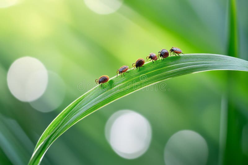 Ticks Crawling on a Blade of Grass in Nature Stock Image - Image of ...