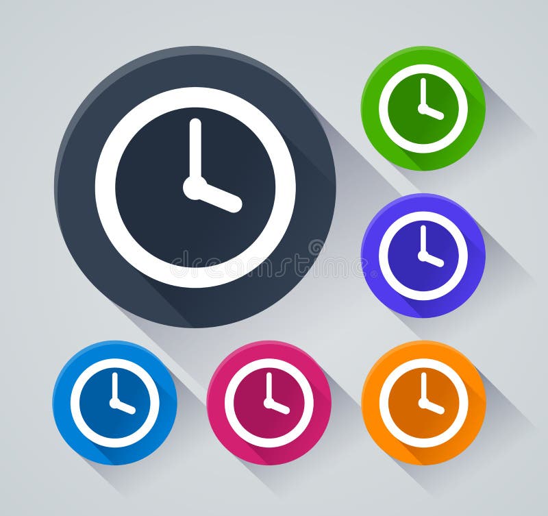 Tid Cirkelsymboler Med Skugga Vektor Illustrationer - Illustration av ...