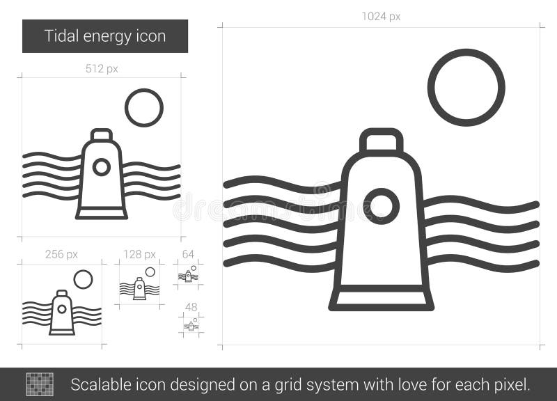 Tidal energy line icon. stock vector. Illustration of design - 94419360