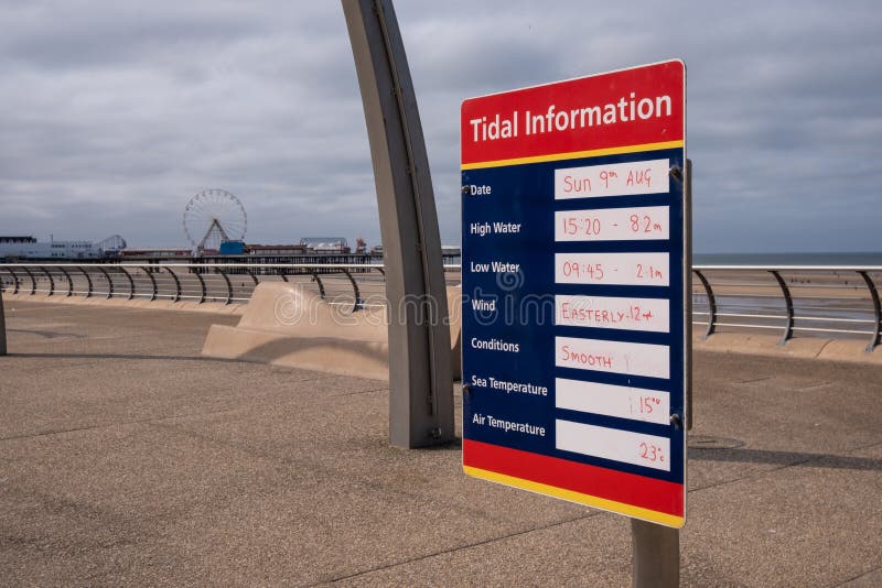 Tidal Information Sign on the Beach Blackpool August 2020 Editorial ...