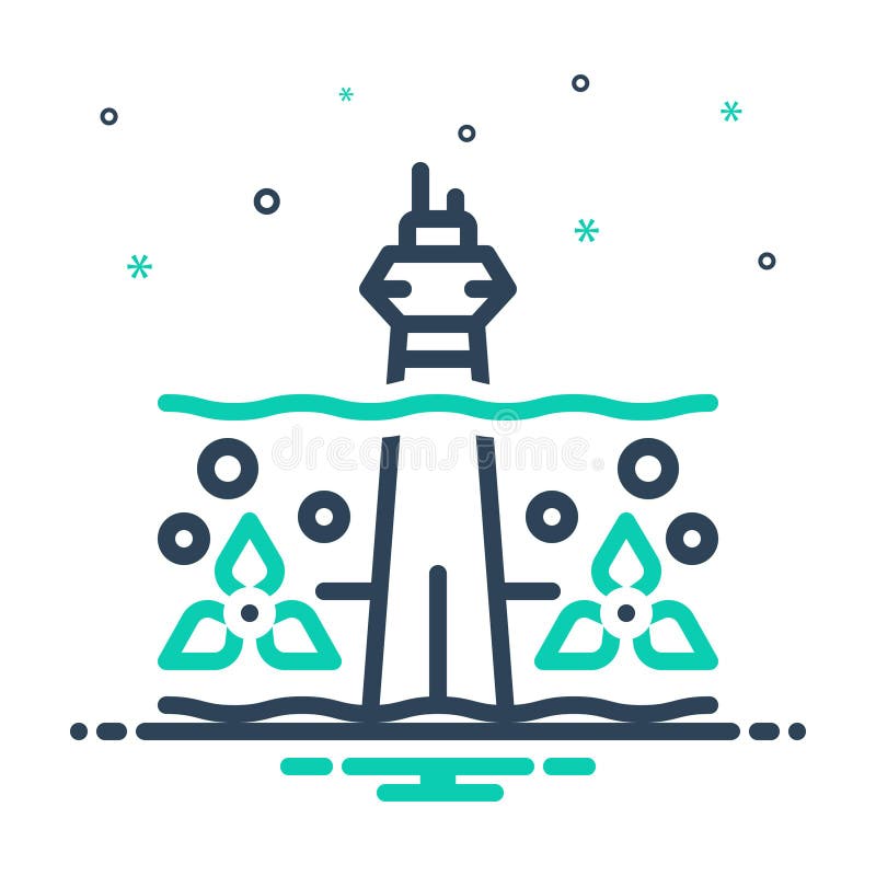 Mix Icon for Tidal Power, Electricity and Underwater Stock Vector ...