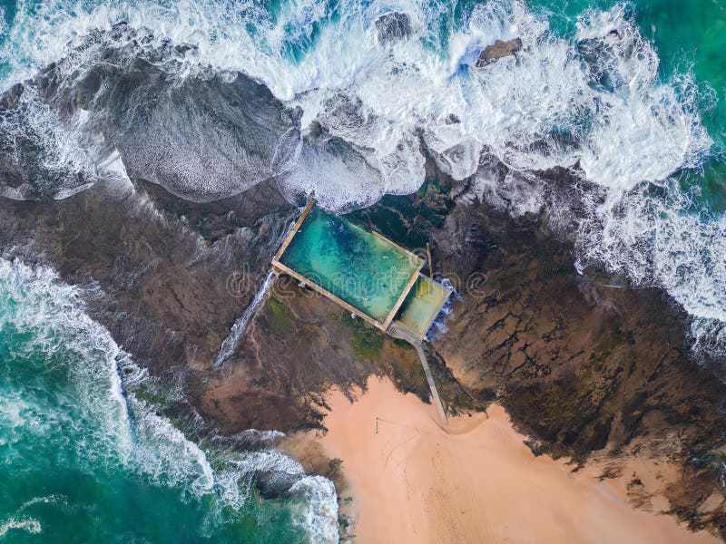 Tidal Swimming Pool Built on a Rock Shelf Surrounded by Ocean Stock ...