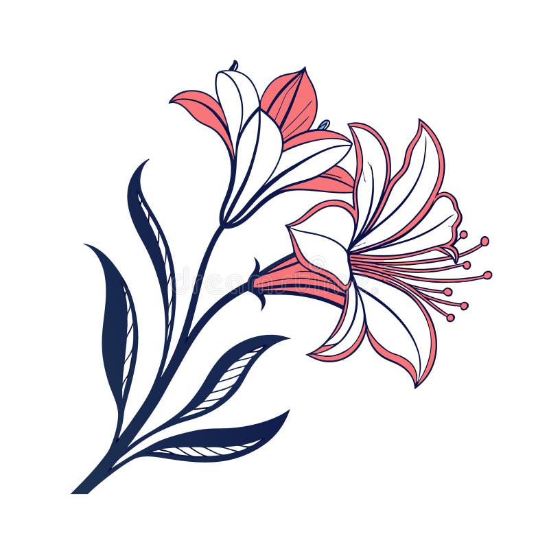Tidal Wave Flower Bold Outline Design Stock Illustration - Illustration ...