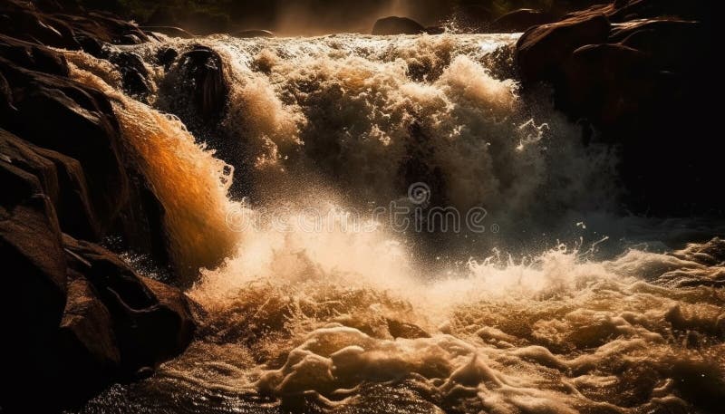 The Tide is Falling, Waves Crashing Against the Rocky Cliff Generated ...