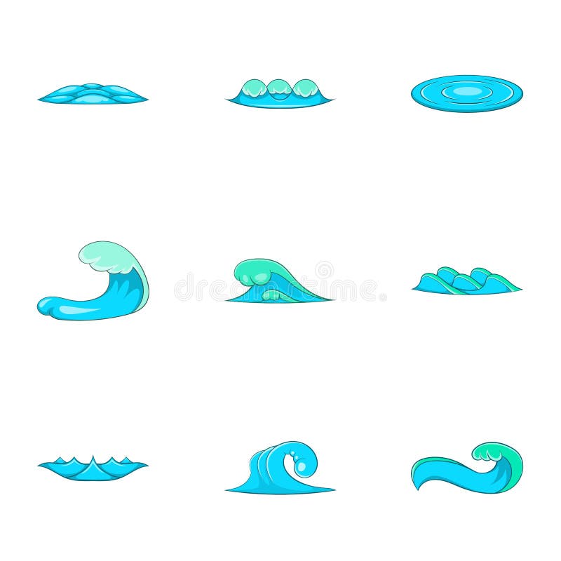 Tide Icons Set, Cartoon Style Stock Vector - Illustration of nature ...