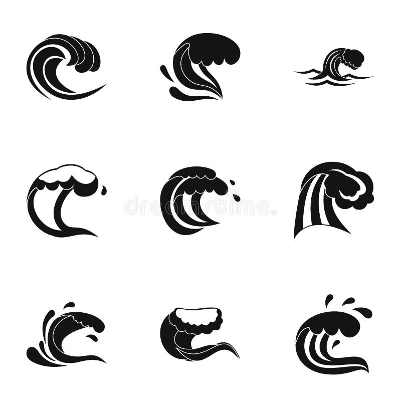 Tide Icons Set, Simple Style Stock Vector - Illustration of painting ...