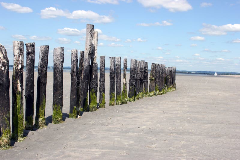 Tide Markers on a Beach Landscape Stock Photo - Image of walk ...