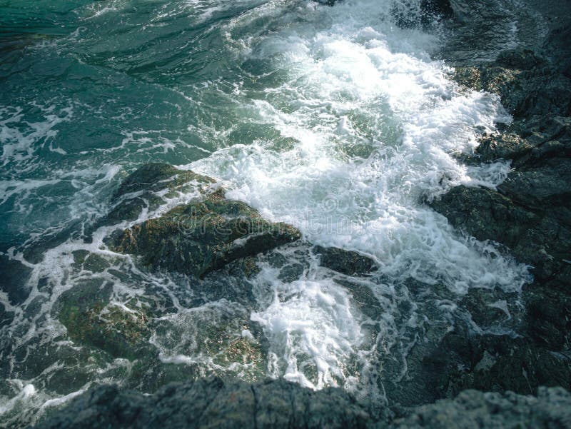 Tide Wave on the Rocky Beach. Stock Photo - Image of stone, splashing ...