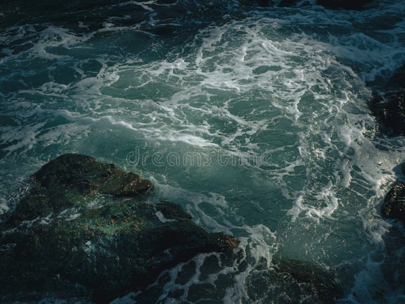 Tide Wave on the Rocky Beach. Stock Photo - Image of scene, water ...