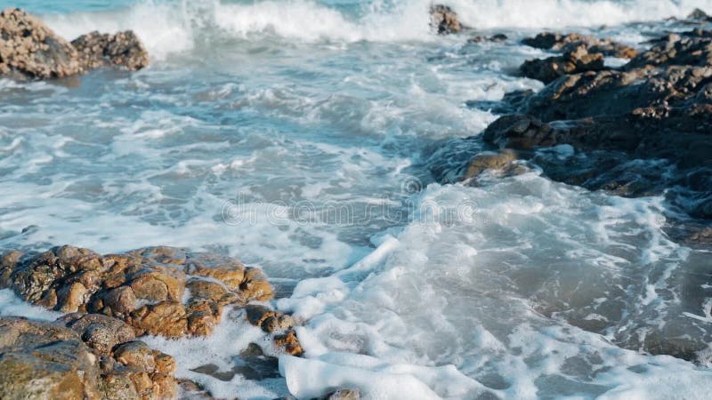 Tide of waves on the beach stock footage. Video of idyllic - 133938798