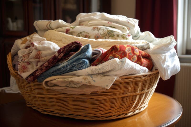 Tidy Basket of Freshly Laundered Linens, Ready for Use Stock Image ...