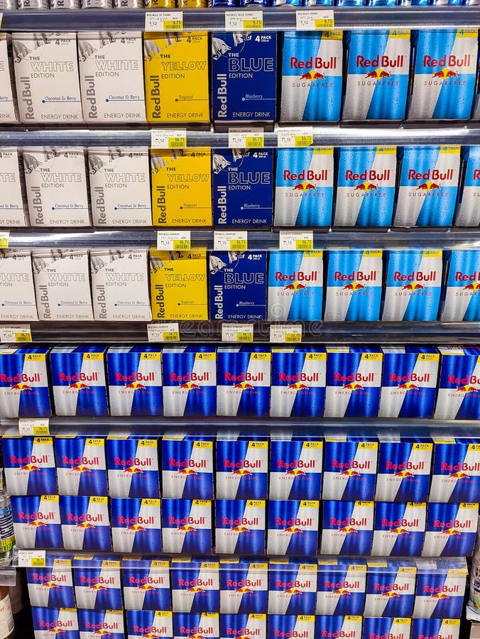 Tidy Display of Different Red Bull Products Editorial Stock Photo ...