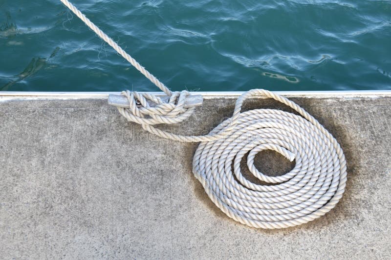 Tidy End Rope at the Marina Stock Image - Image of water, harbour ...