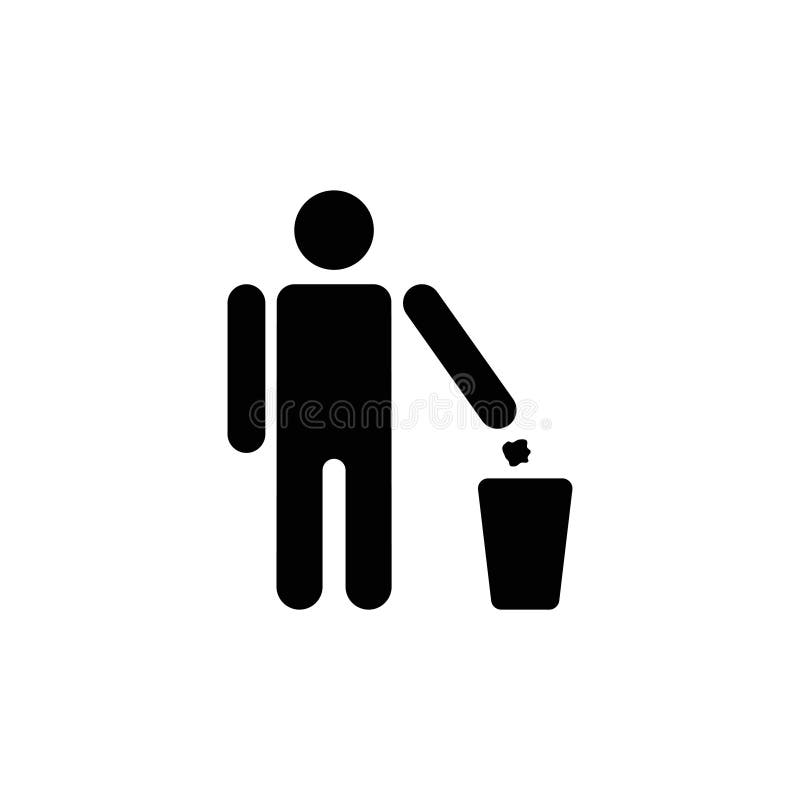 Tidy Man Throwing Garbage Flat Vector Icon Stock Illustration ...