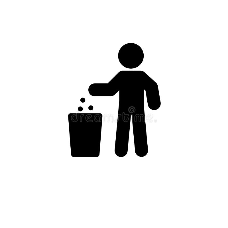 Tidy Man Throwing Garbage Solid Flat Vector Icon Isolated on White ...