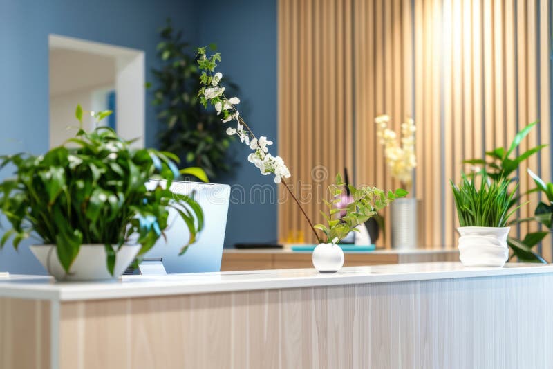 Tidy Reception Desk in a Modern Style. Generative AI Stock Photo ...