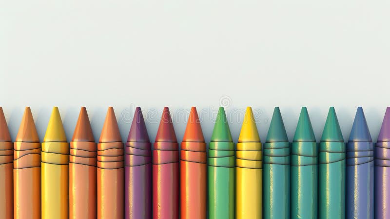 A Row of Colorful Crayons Arranged in a Gradient Against White ...