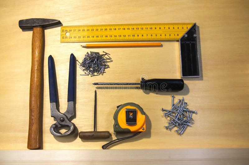 Tidy Set of Tools To Do Carpentry Work Stock Photo - Image of craft ...