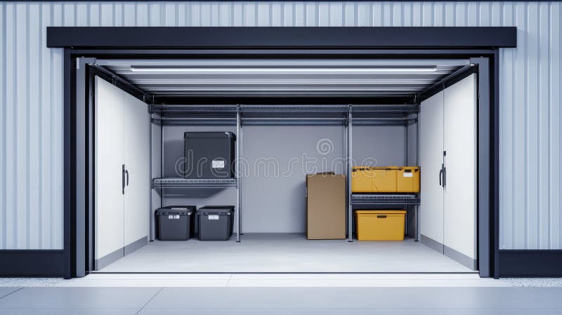 A Tidy Storage Space Featuring Shelving, Colorful Boxes, and Organized ...