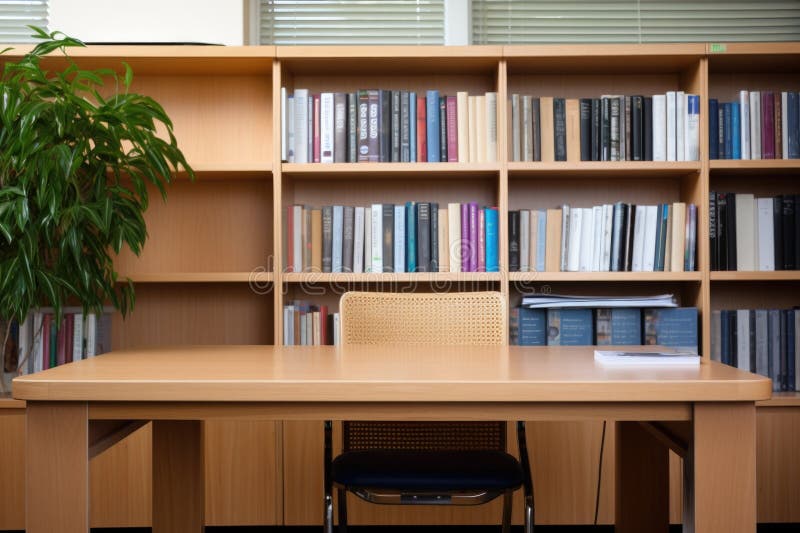 A Tidy Study Corner at a Public Library Stock Illustration ...