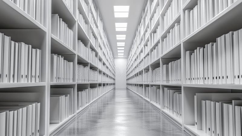 A Tidy, Well-organized Storage Room with Rows of White Filing Boxes on ...