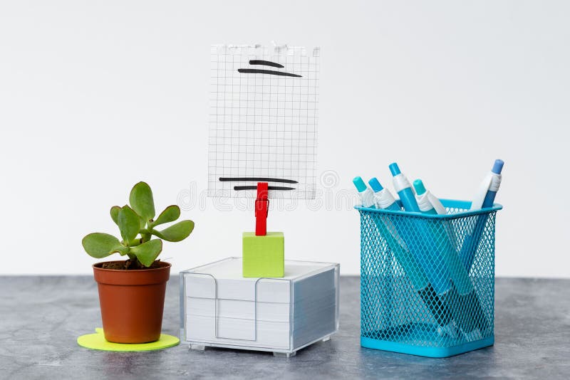 Tidy Workspace Setup Writing Desk Tools and Equipment Message Stock ...