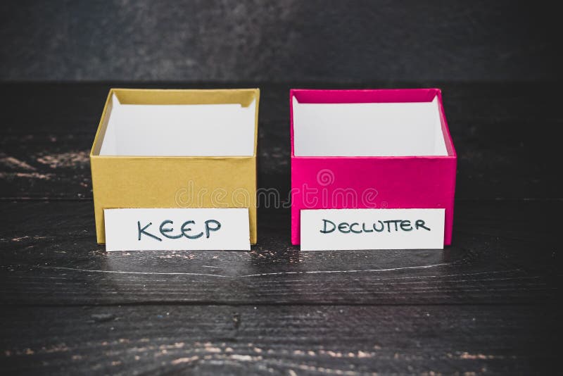 Tidying Up Conceptual Still-life, Storage Boxes with Keep and Declutter ...