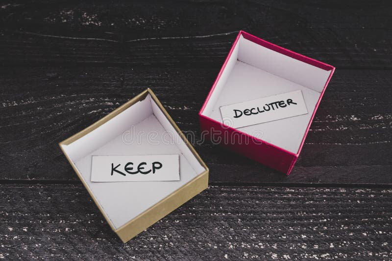 Tidying Up Conceptual Still-life, Storage Boxes with Keep and Declutter ...