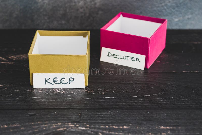 Tidying Up Conceptual Still-life, Storage Boxes with Keep and Declutter ...